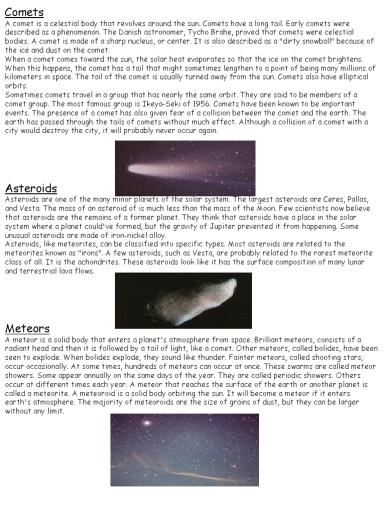Ailah Science Assignment | PDF | Meteoroid | Comet