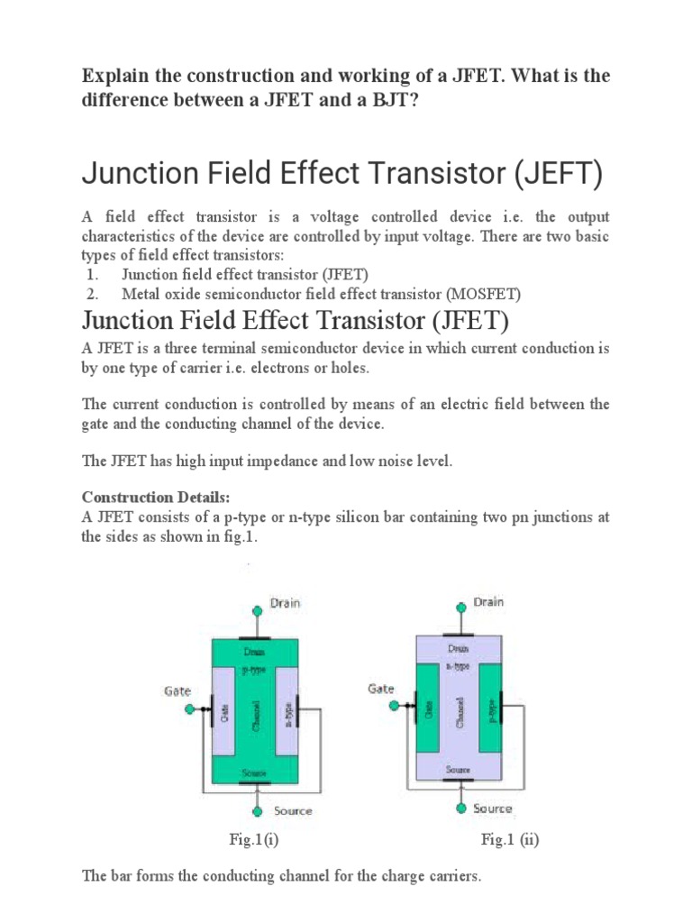 Construction and Working of A JFET | PDF | Field Effect Transistor ...