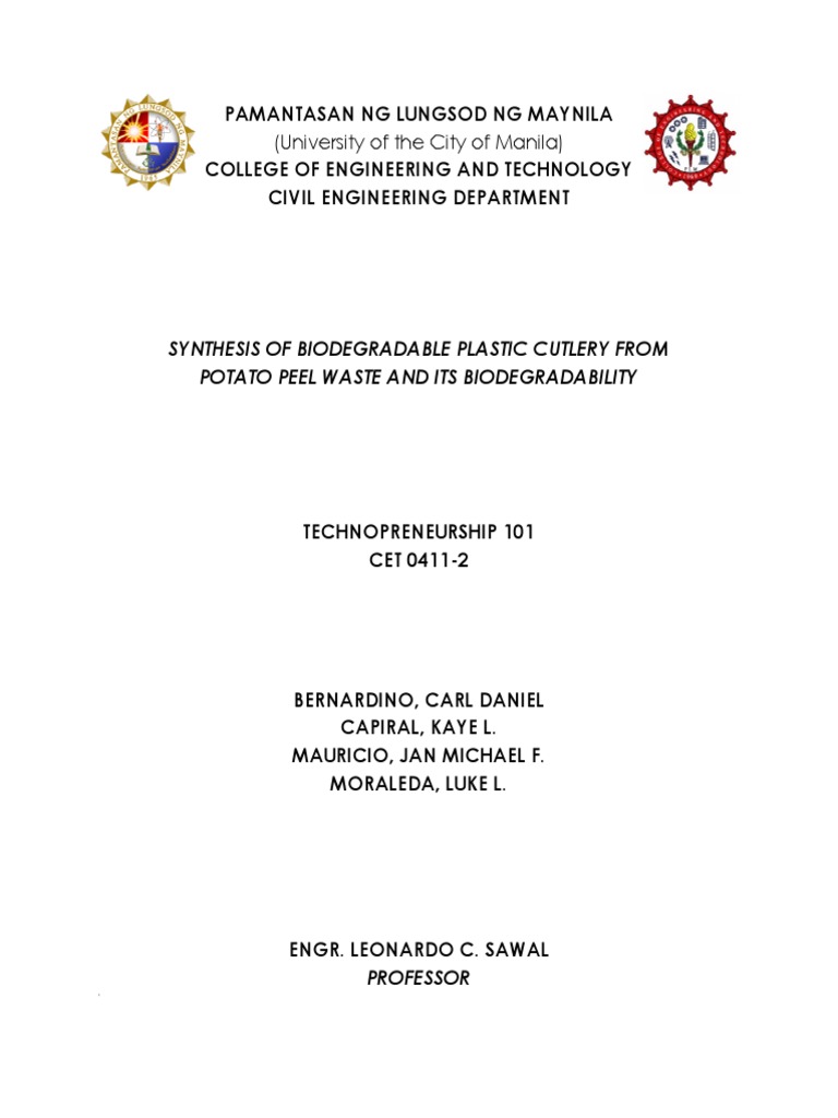 Project-Proposal (Technopreneurship) | PDF | Biodegradation | Renewable Resources