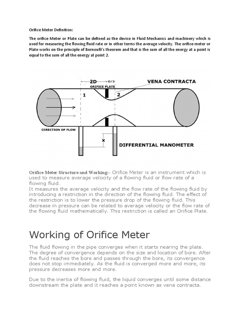 Working of Orifice Meter: Orifice Meter Structure and Working:-Orifice ...