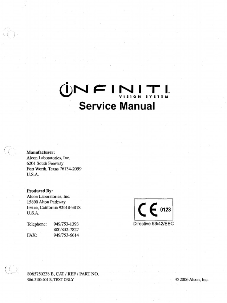 Alcon Infiniti Vision System Service Manual | PDF