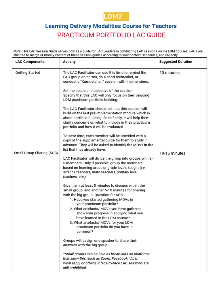 (LDM 2-Teachers) Guides On Practicum Portfolio-Building | PDF | Lesson ...