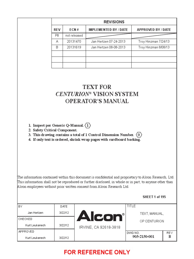 Alcon Centurion User Manual | PDF | Electronics | Computing