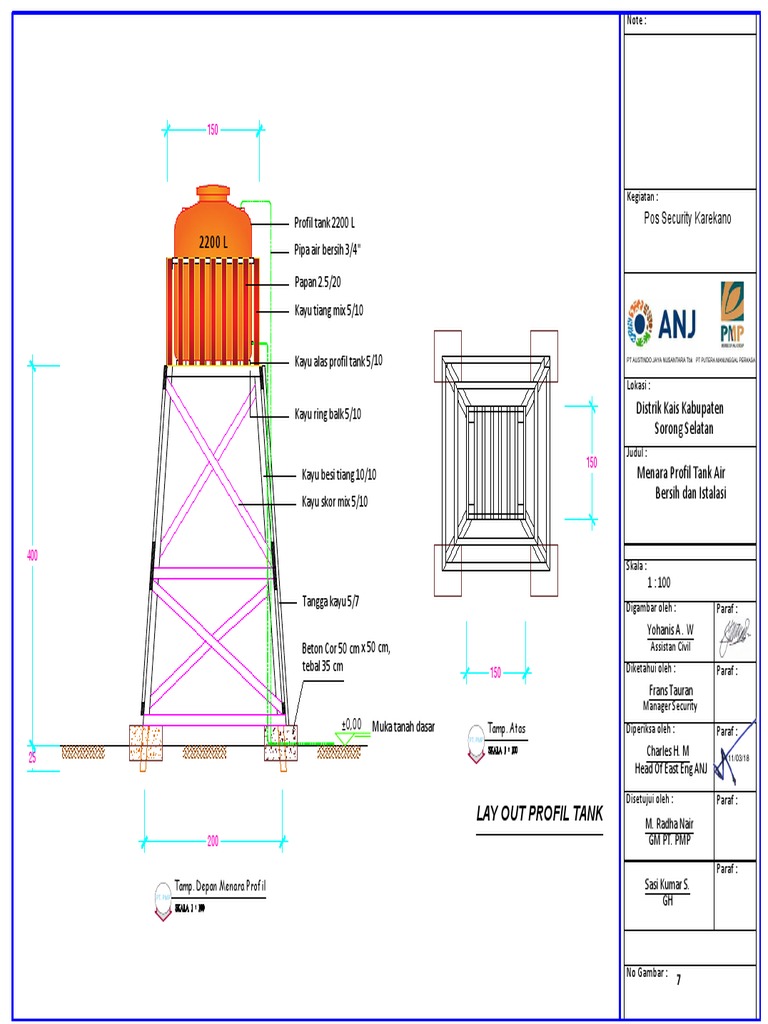 Menara Profil Tang Air Bersih Dan Instalasi | PDF