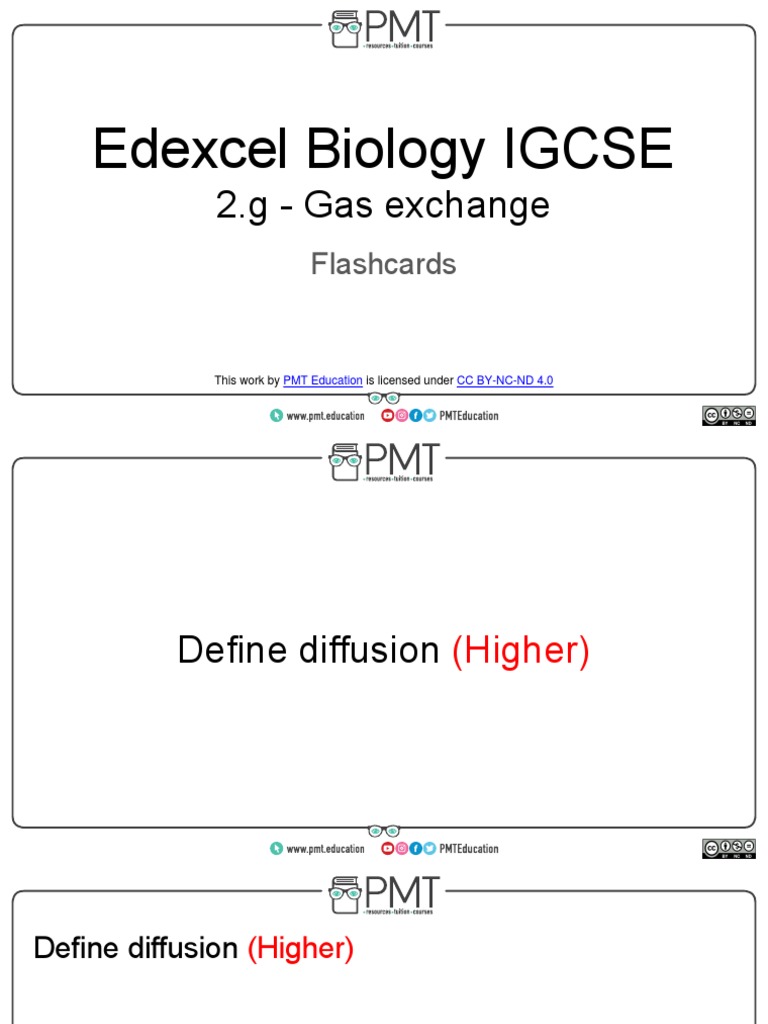 Flashcards - 2g Gas Exchange - Edexcel Biology IGCSE | PDF ...
