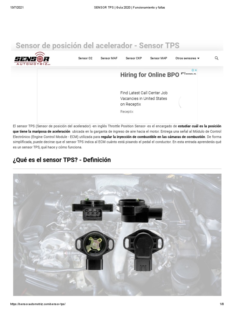 SENSOR TPS - Guía 2020 - Funcionamiento y Fallas | PDF | Acelerador | Sensor