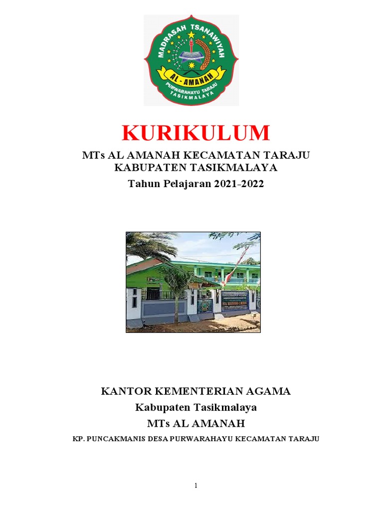 Kurikulum MTs Al Amanah 2021-2022 | PDF