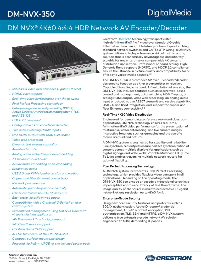 ss_DM-NVX-350_1 | PDF | Hdmi | Usb