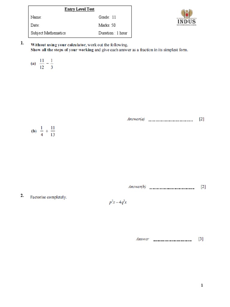 GR 11 Math Entry Level Assessment | PDF | Sphere | Volume