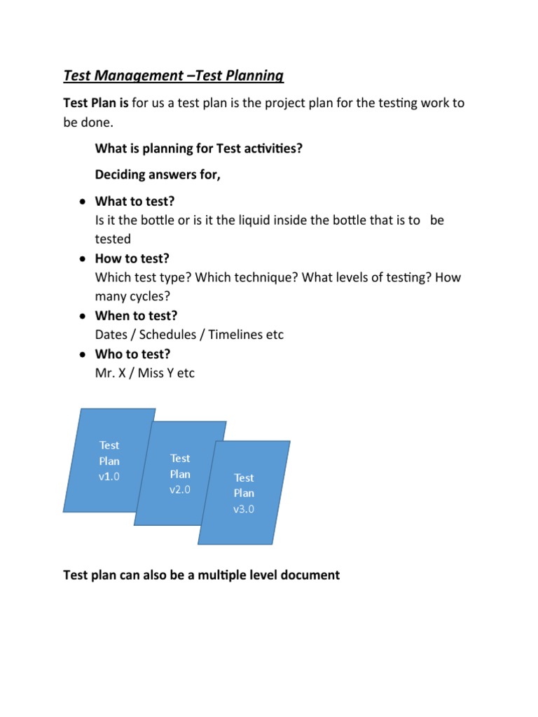 Test Management - Test Planning: Test Plan Is For Us A Test Plan Is The ...