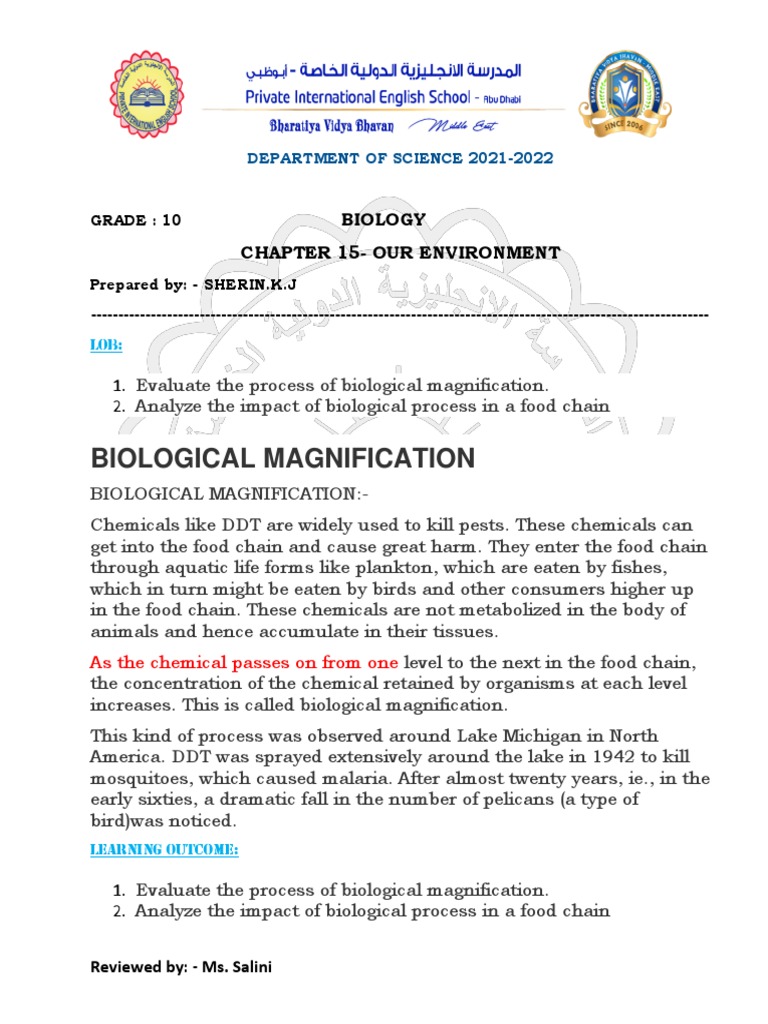 Biological Magnification: Biology Chapter 15-Our Environment | PDF ...