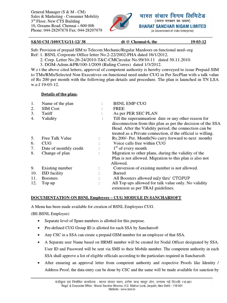 Prepaid SIM and CUG For TM RM 19-03-12 | PDF | Telecommunications ...