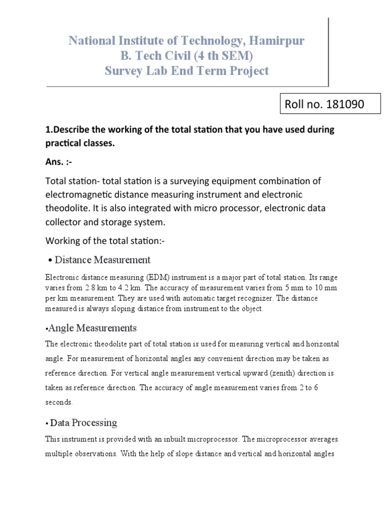 Survey Lab Project | PDF | Surveying | Metrology