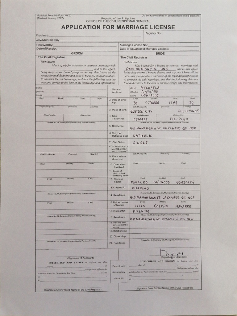 Marriage License Form | PDF