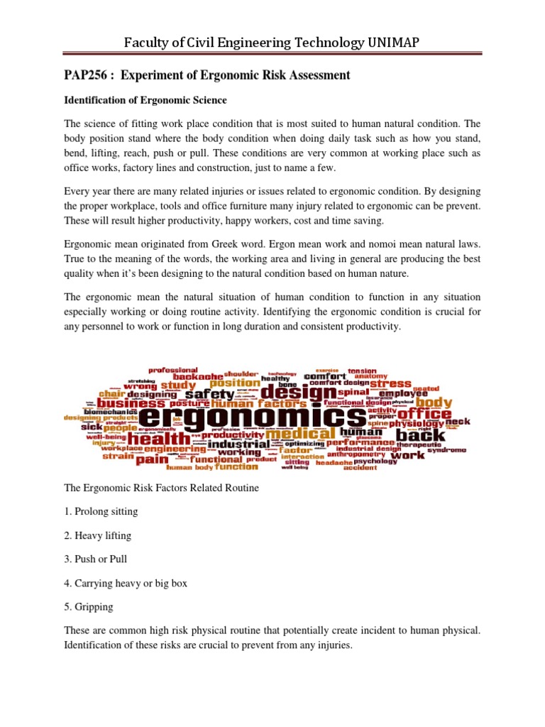 Ergonomic Risk Assessment Guide | PDF | Human Factors And Ergonomics ...