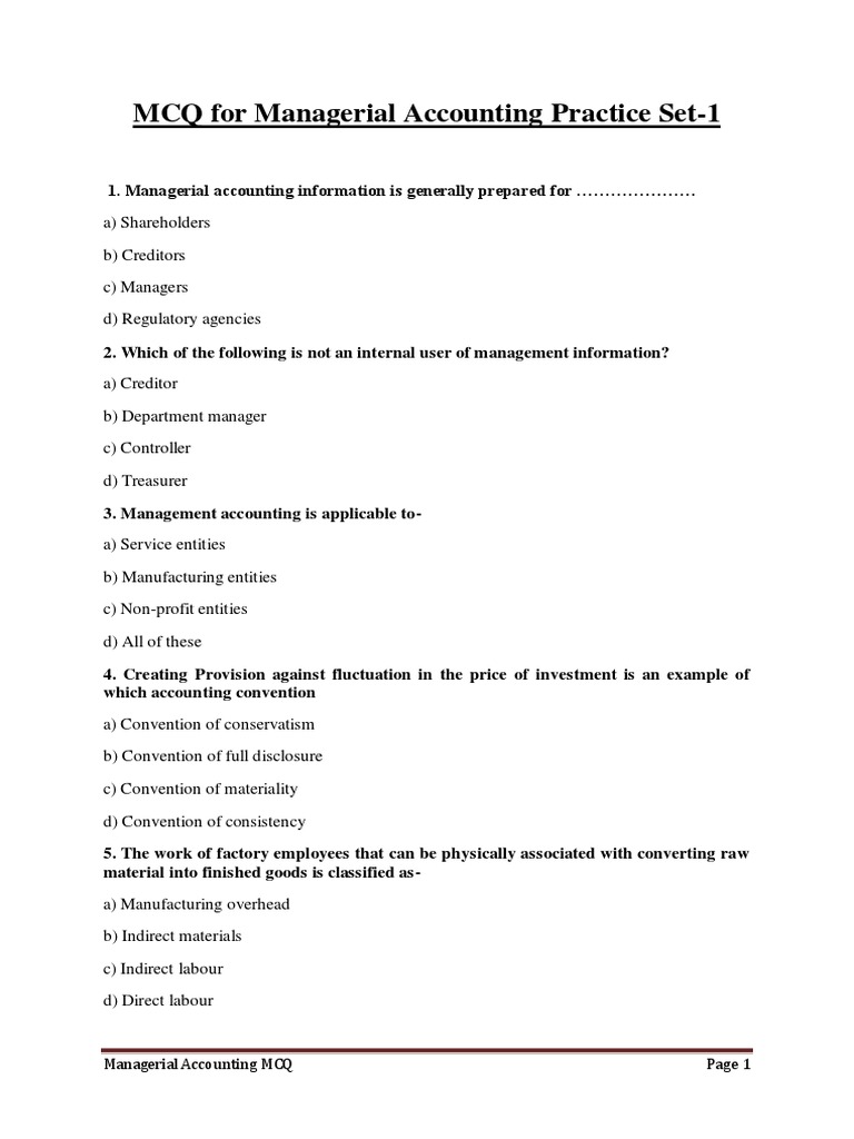 Practice MCQ Set Accounting-1 & 2 | PDF | Debits And Credits | Balance ...