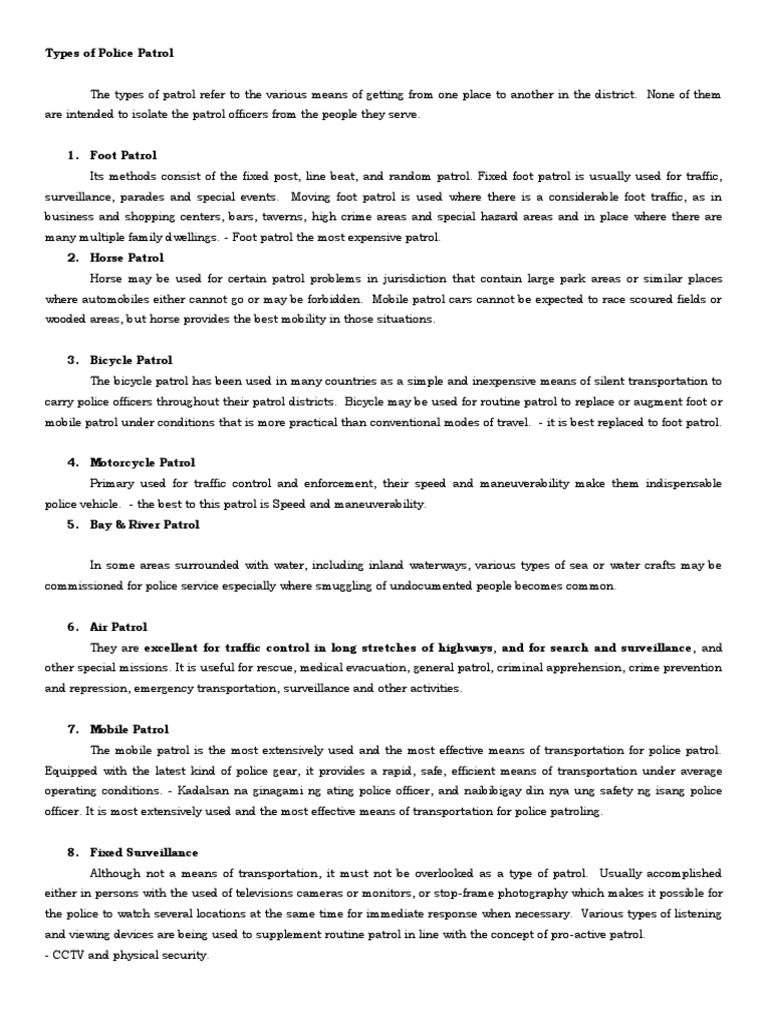 Types of Police Patrol | PDF | Police | Police Car