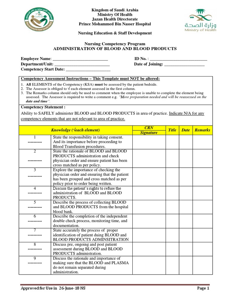 Administration of Blood and Blood Products | PDF | Blood Transfusion ...