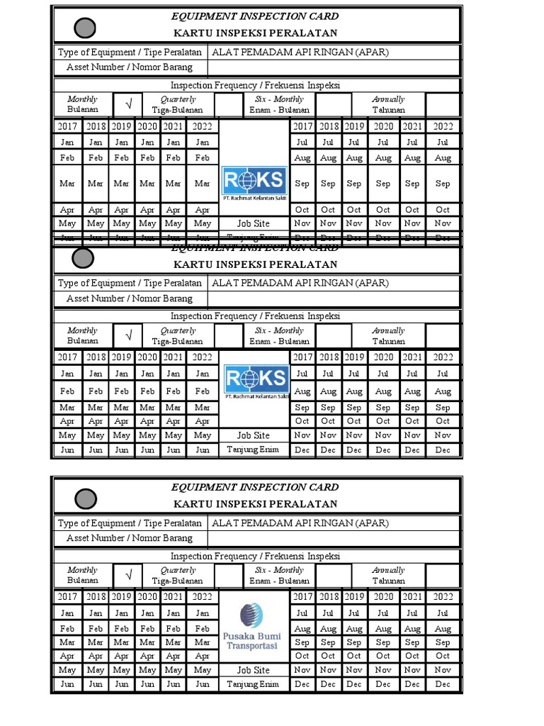 Form Kartu Inspeksi Peralatan | PDF