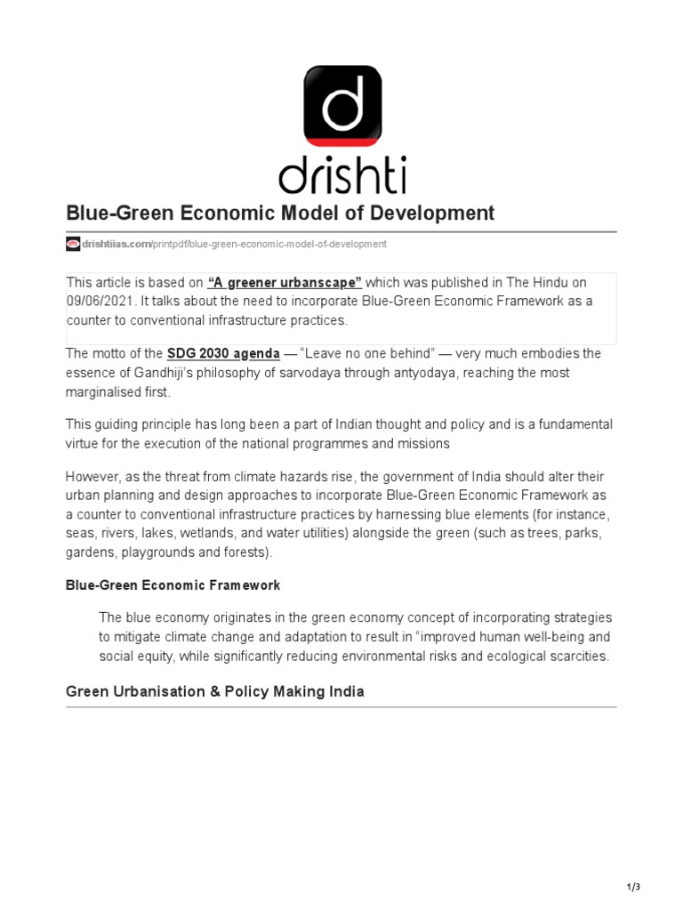 Blue Green Economic Model of Development | PDF | Green Infrastructure ...