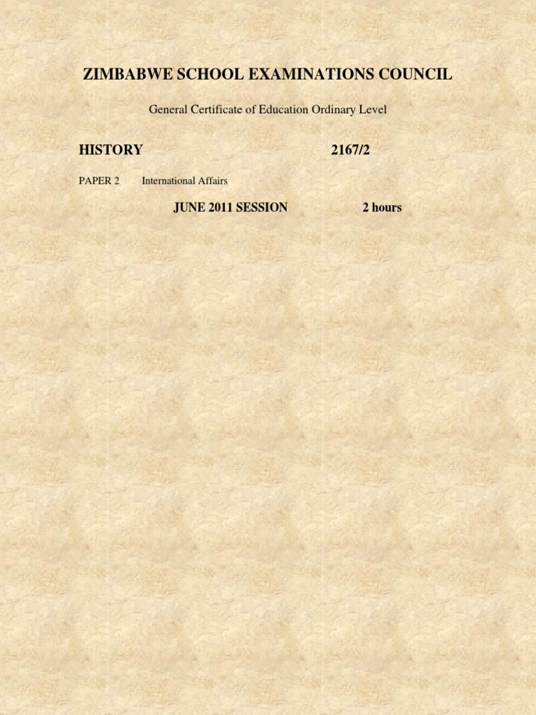 ZIMSEC O Level History Paper 2 June 2011 | PDF | World War II ...