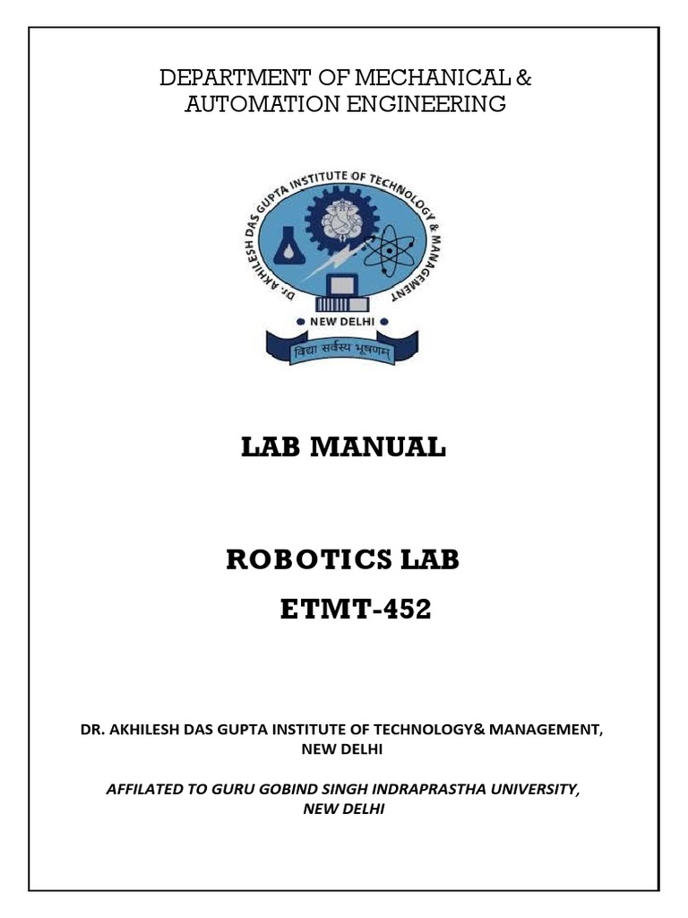 Robotics LAB MANUAL MAE | PDF | Kinematics | Acceleration