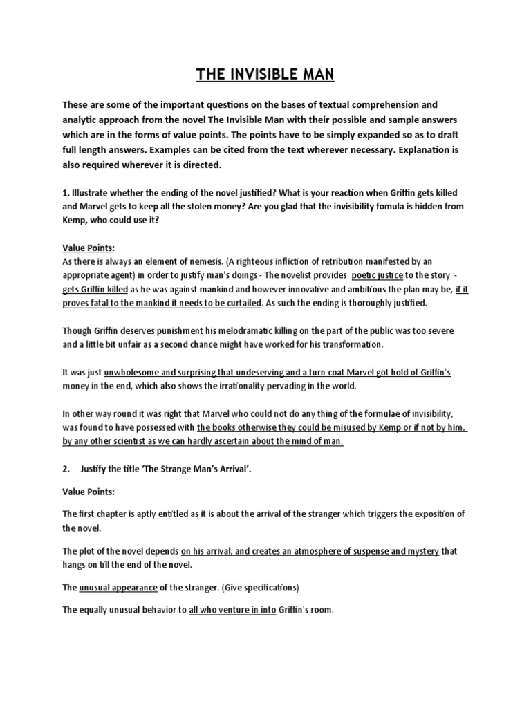 Character Analysis in The Invisible Man | PDF | The Invisible Man | Science