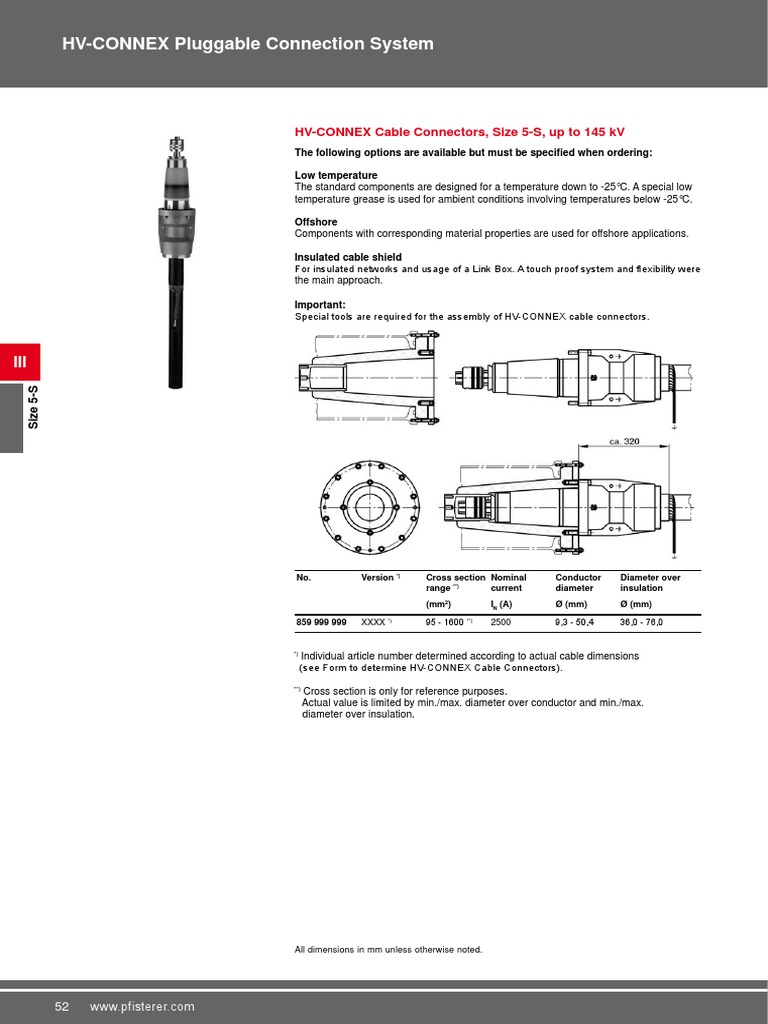 HV-CONNEX Pluggable Connection System-Size 5S | PDF | Electrical ...