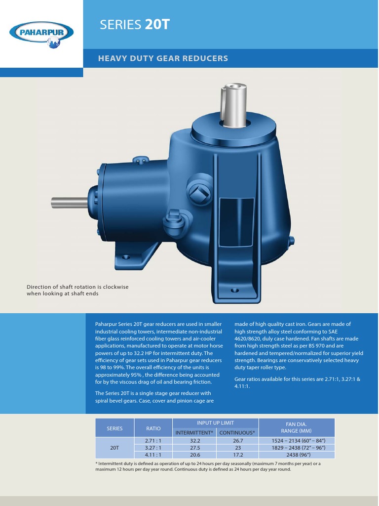 Paharpur Series 20T Gear Reducers | PDF | Gear | Manufactured Goods