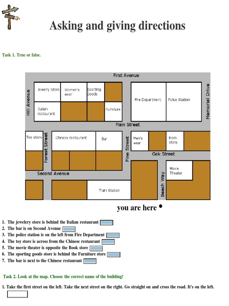 English Exercises Asking and Giving Directions | PDF
