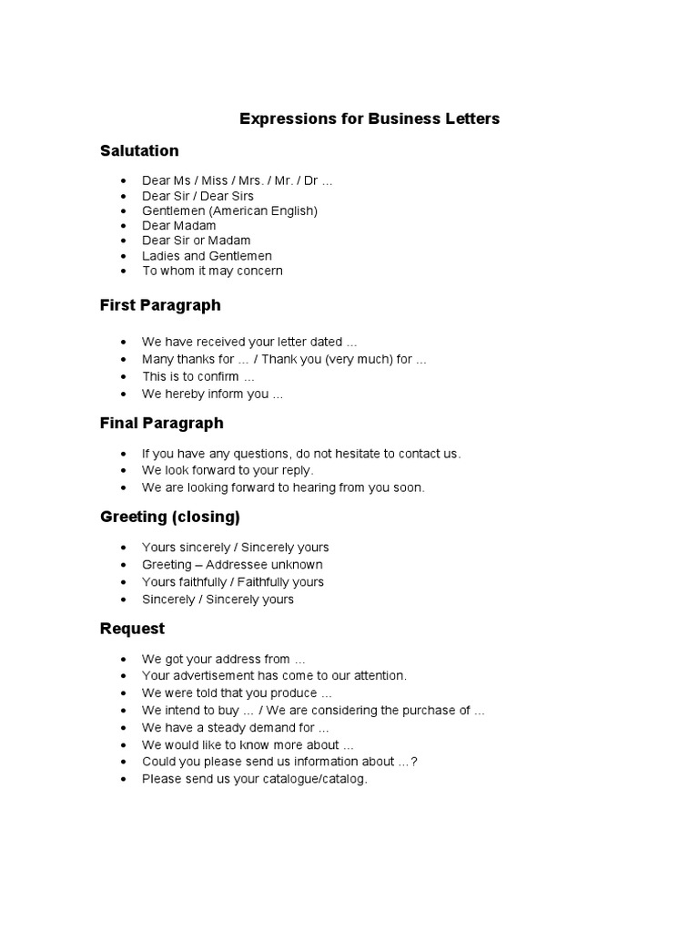 Business Letter Greetings and Samples | PDF | Invoice