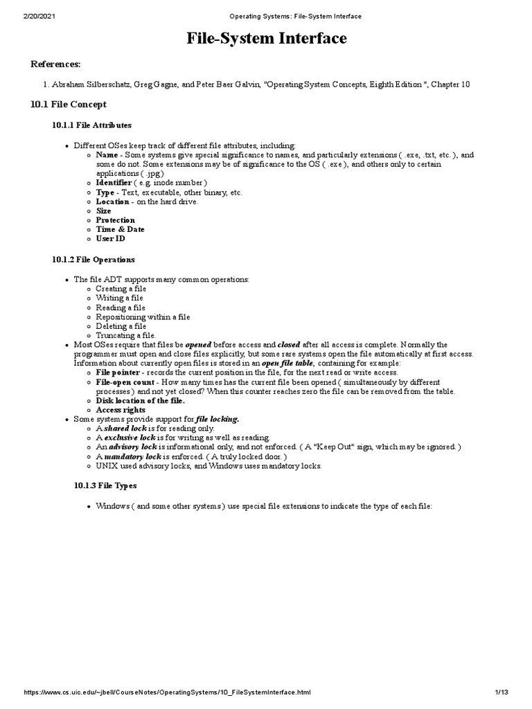 Operating Systems File System Interface Pdf File System Computer File 