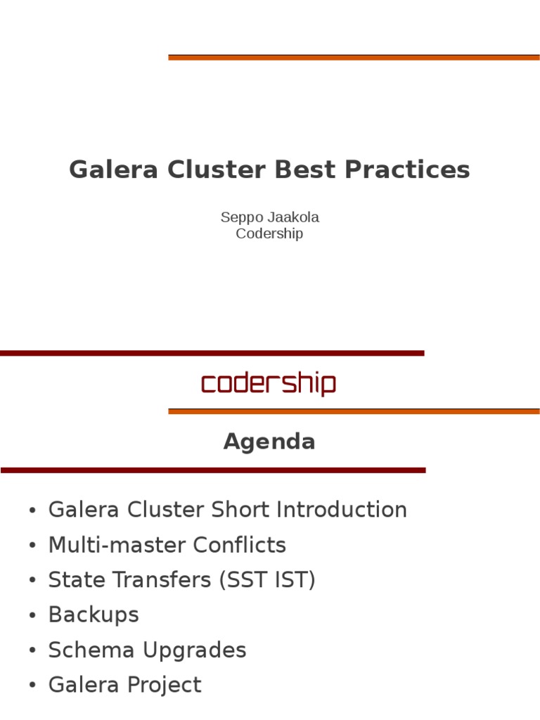 Best Practices for Configuring and Managing a Galera Cluster Database | PDF | Replication ...