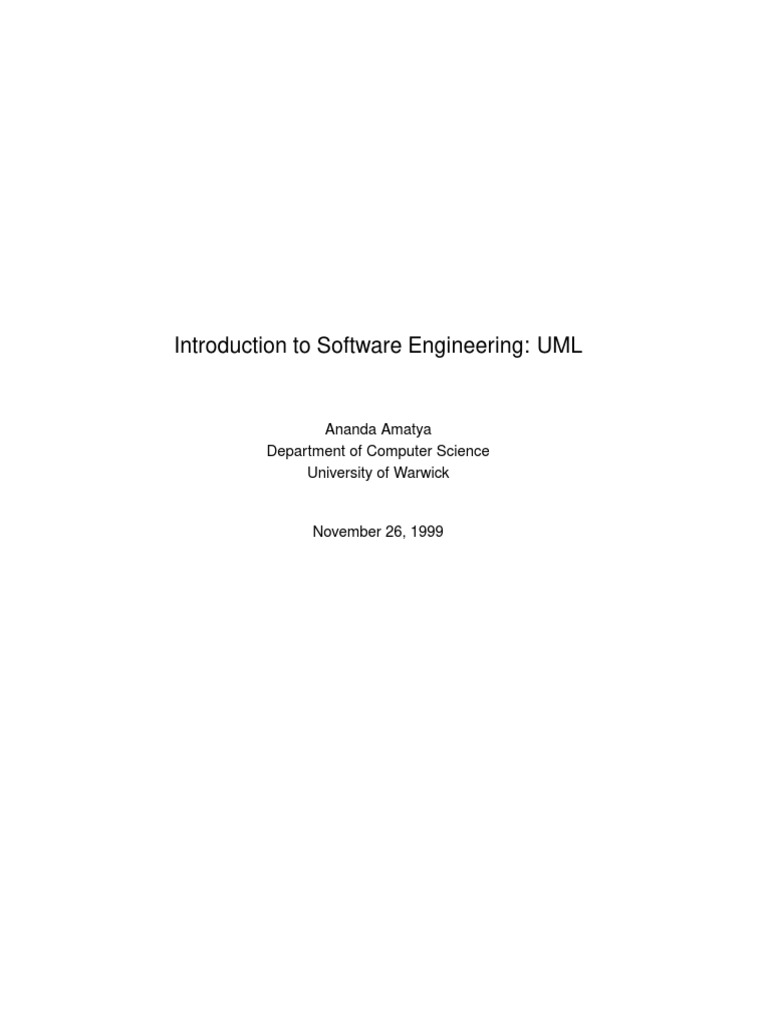 Introduction To Software Engineering: UML: Ananda Amatya Department of Computer Science ...