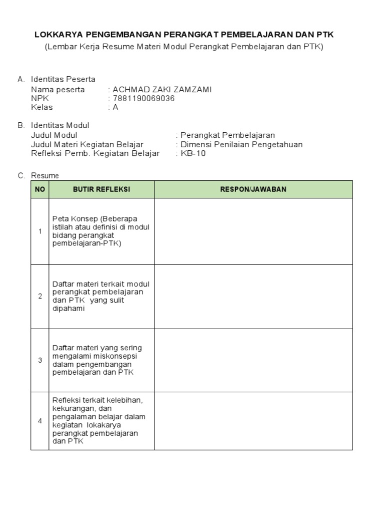 Lokakarya Perangkat Pembelajaran | PDF | Karier & Perkembangan
