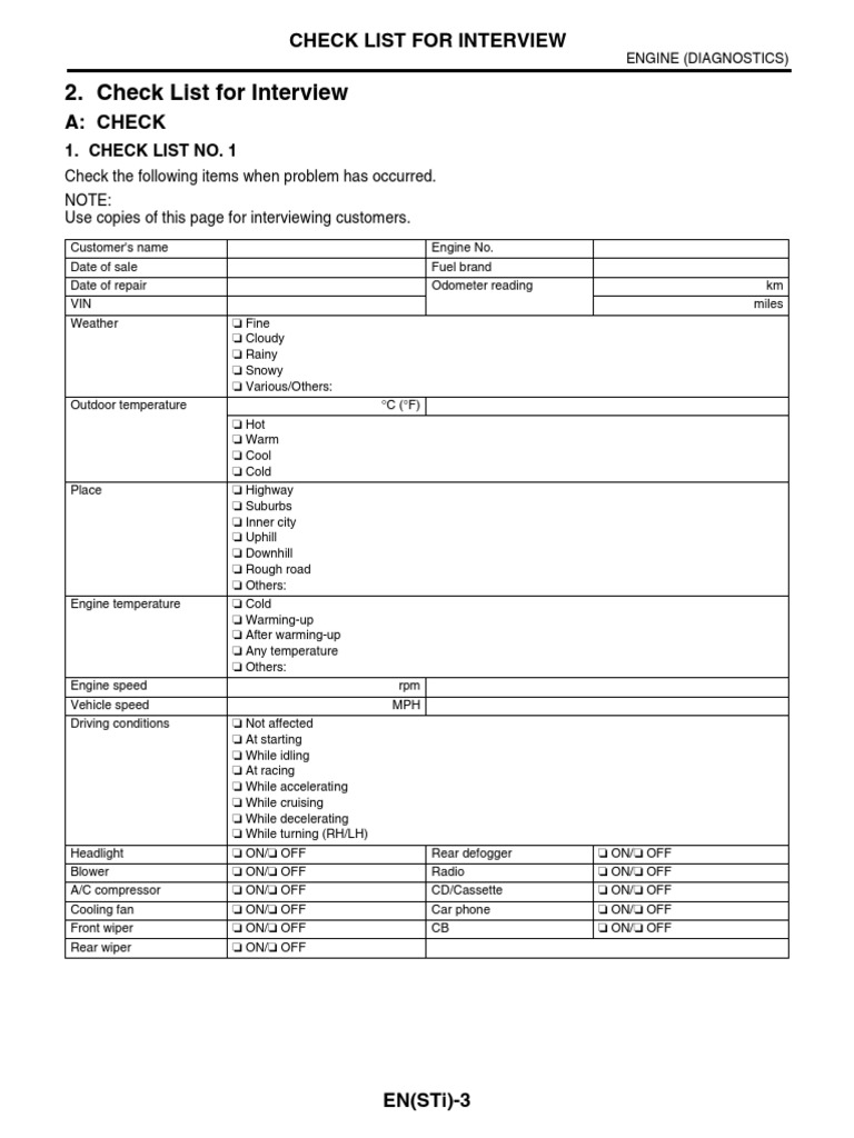 Check List For Interview | Download Free PDF | Vehicles | Wheeled Vehicles