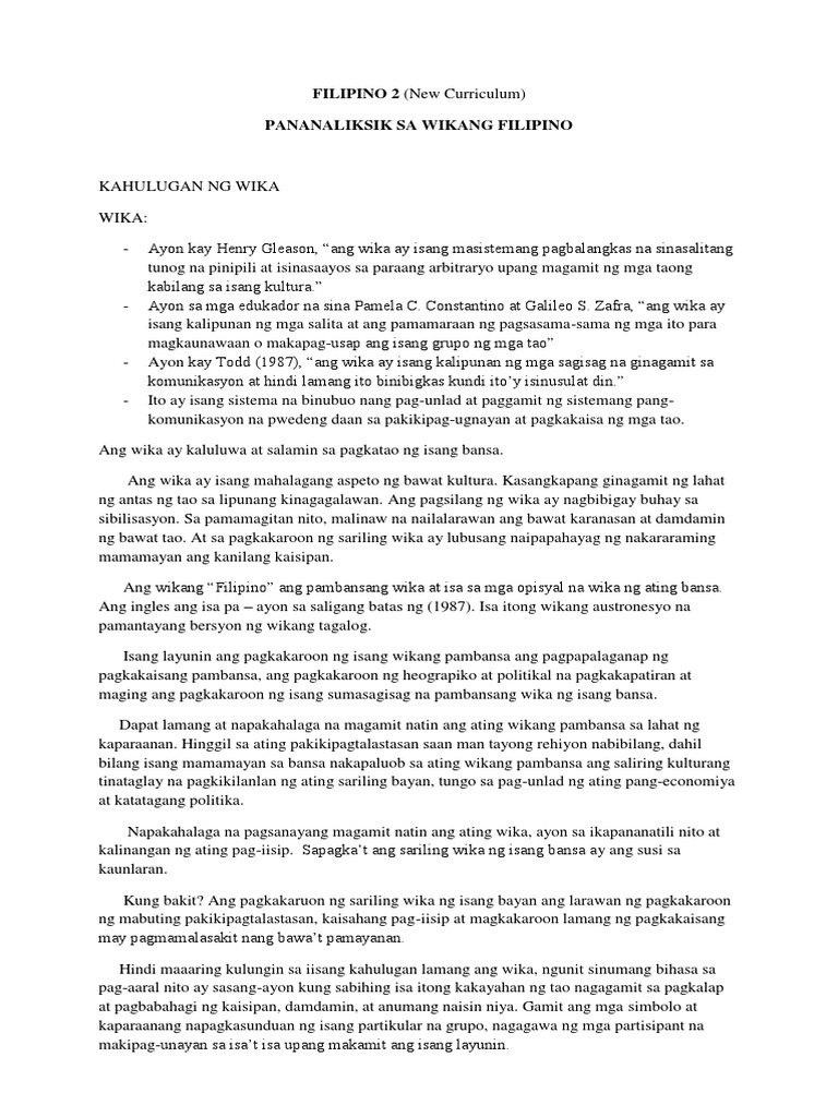 Filipino 2 Midterm | PDF