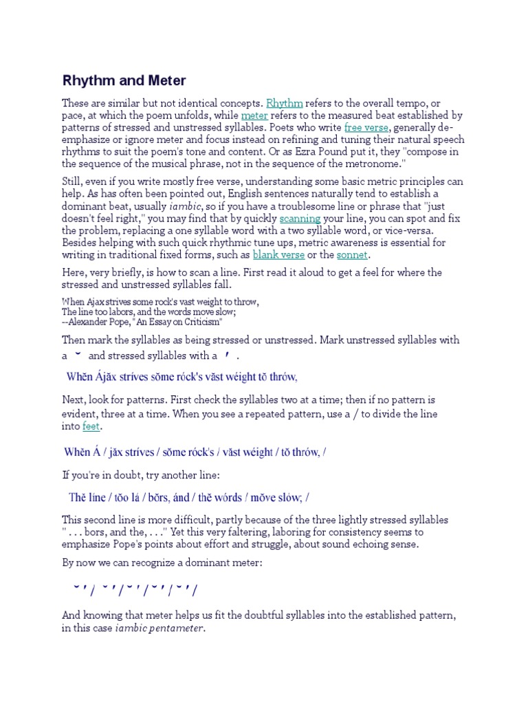 Rhythm and Meter | PDF | Metre (Poetry) | Poetry