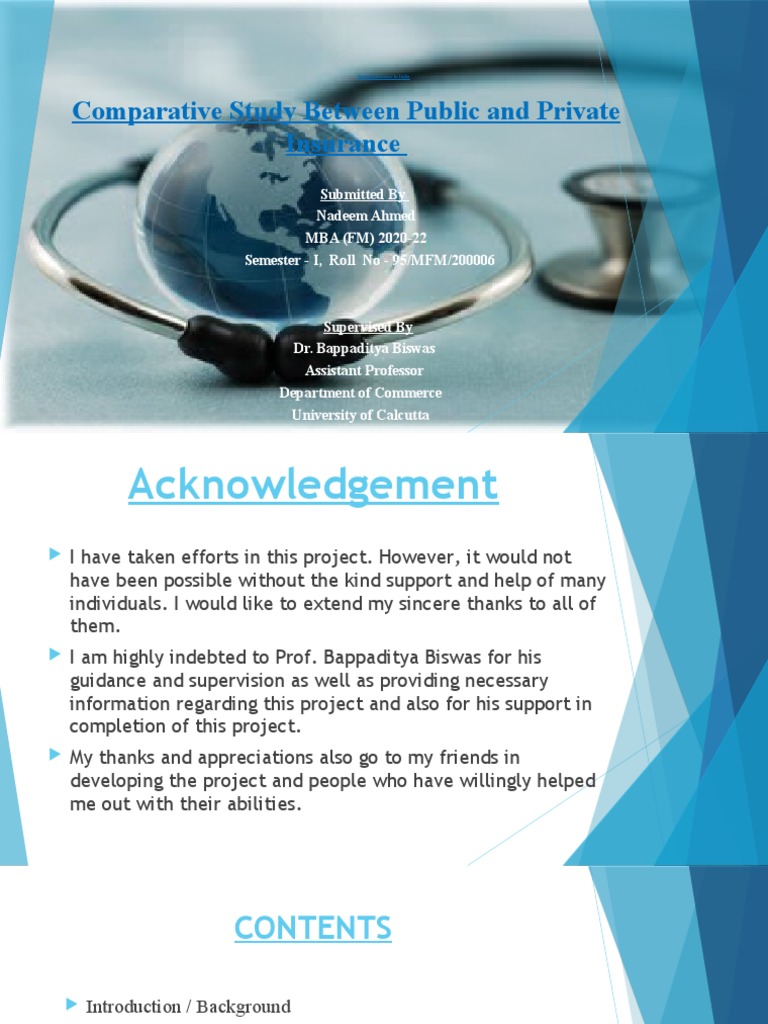Comparative Study Between Public and Private Insurance | PDF ...