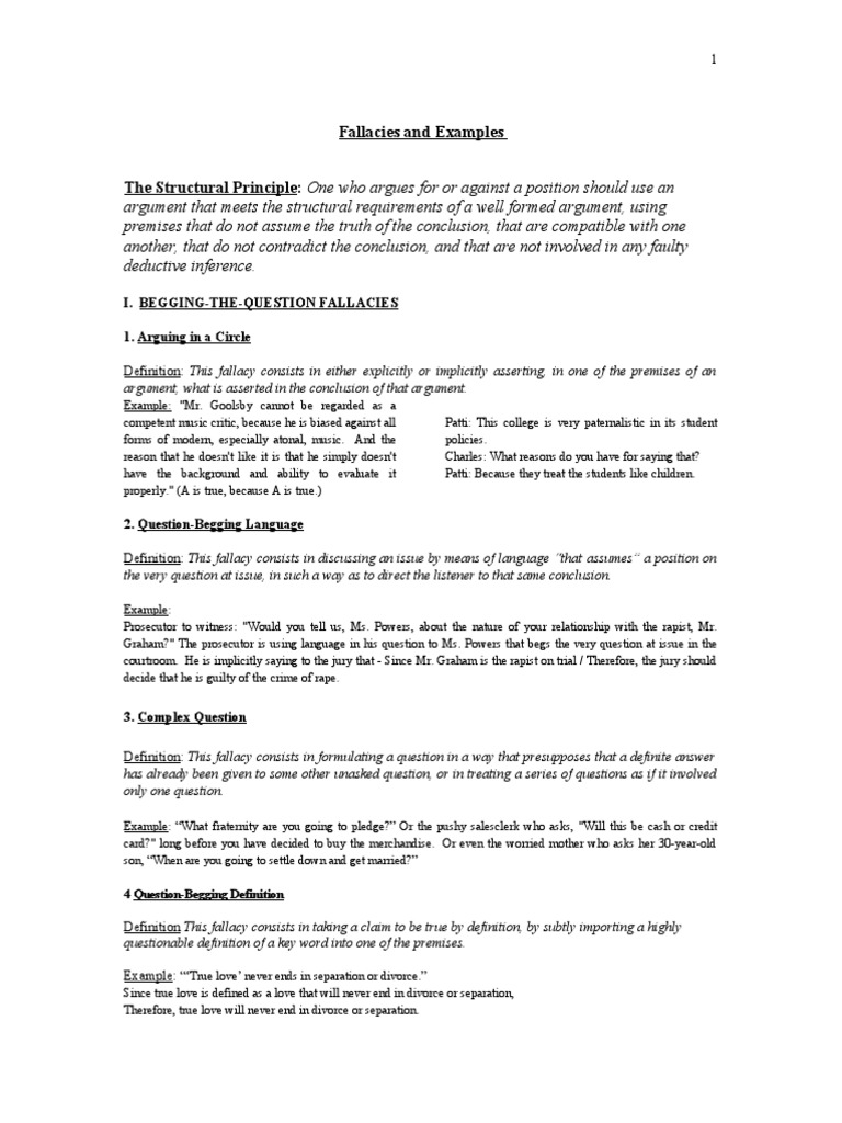Fallacies Listed With Examples | PDF | Fallacy | Reason