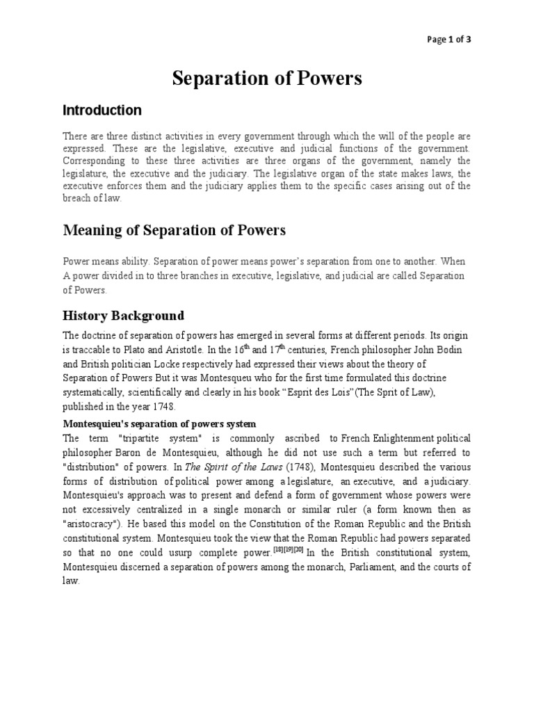 Separation of Power | PDF | Separation Of Powers | Public Law