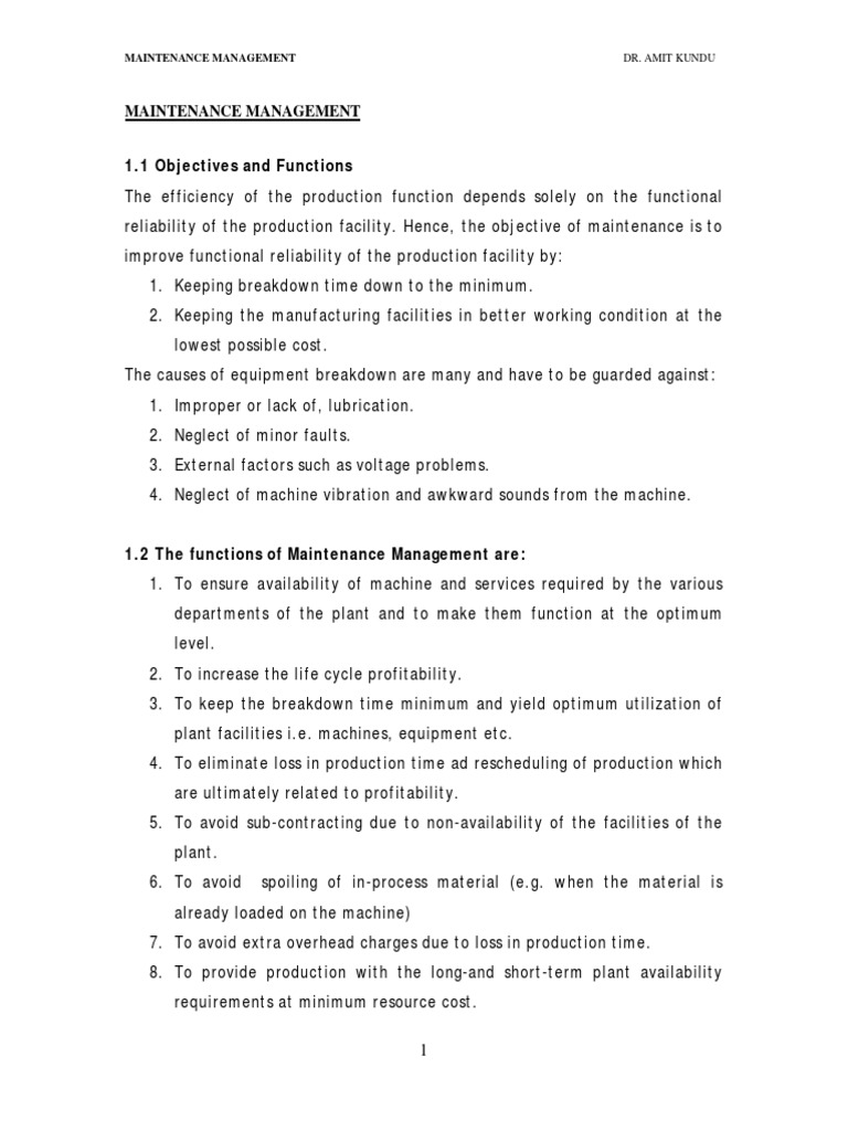 Maintenance Management | PDF | Reliability Engineering | Systems ...