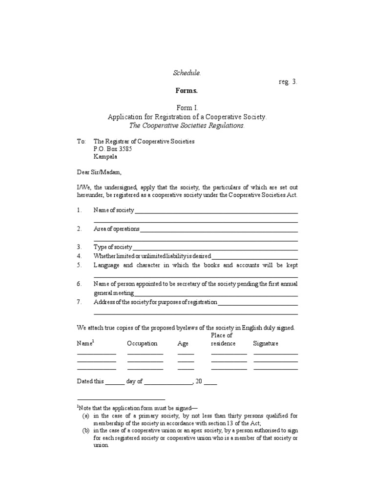 Cooperative Society Registration Application | PDF | Finance & Money ...