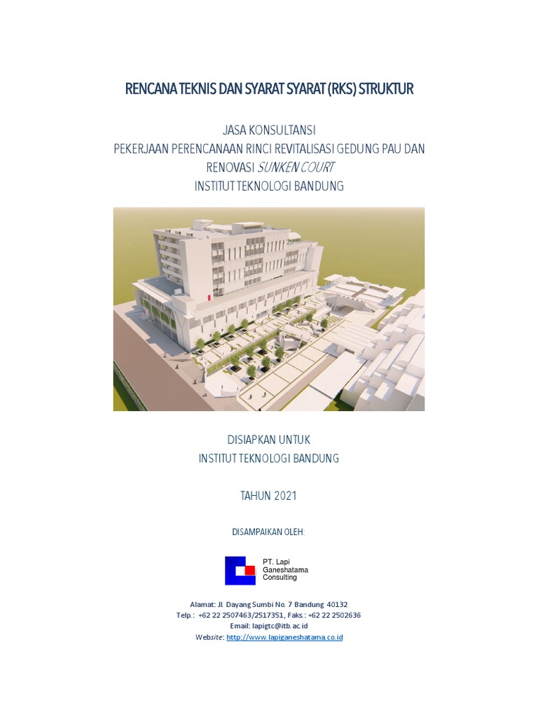 Rencana Kerja dan Persyaratan Teknis untuk Revitalisasi Gedung PAU dan ...