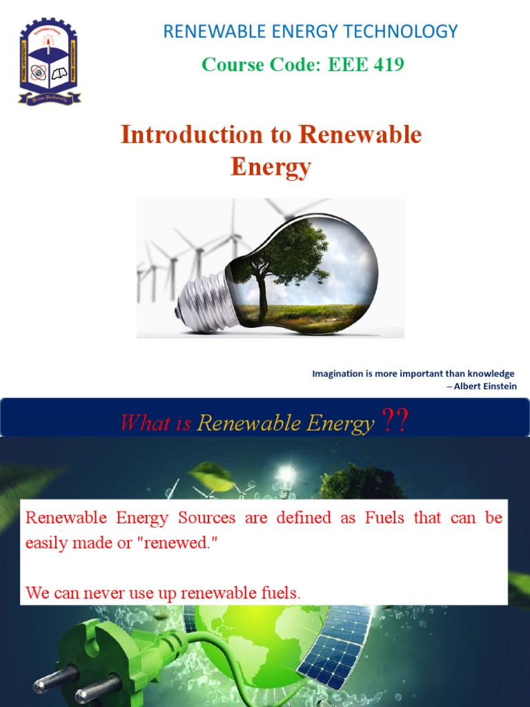 Introduction To Reneable Energy | PDF | Renewable Energy | Hydroelectricity