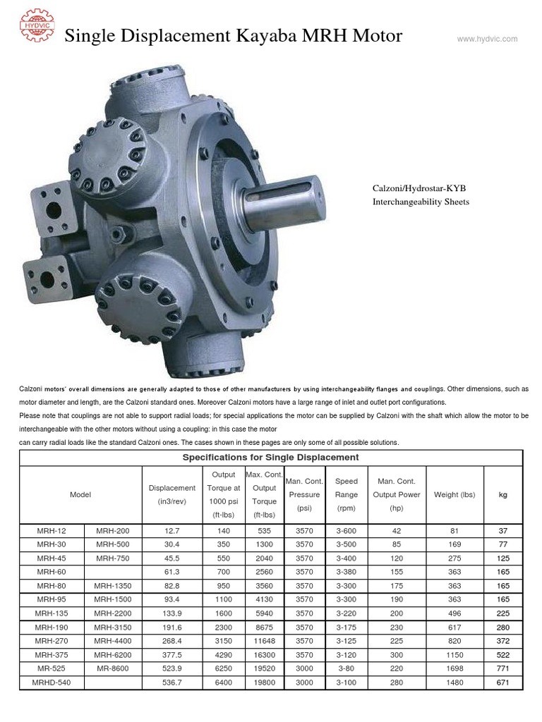 Kayaba (KYB) MRH Motor | PDF | Horsepower | Torque
