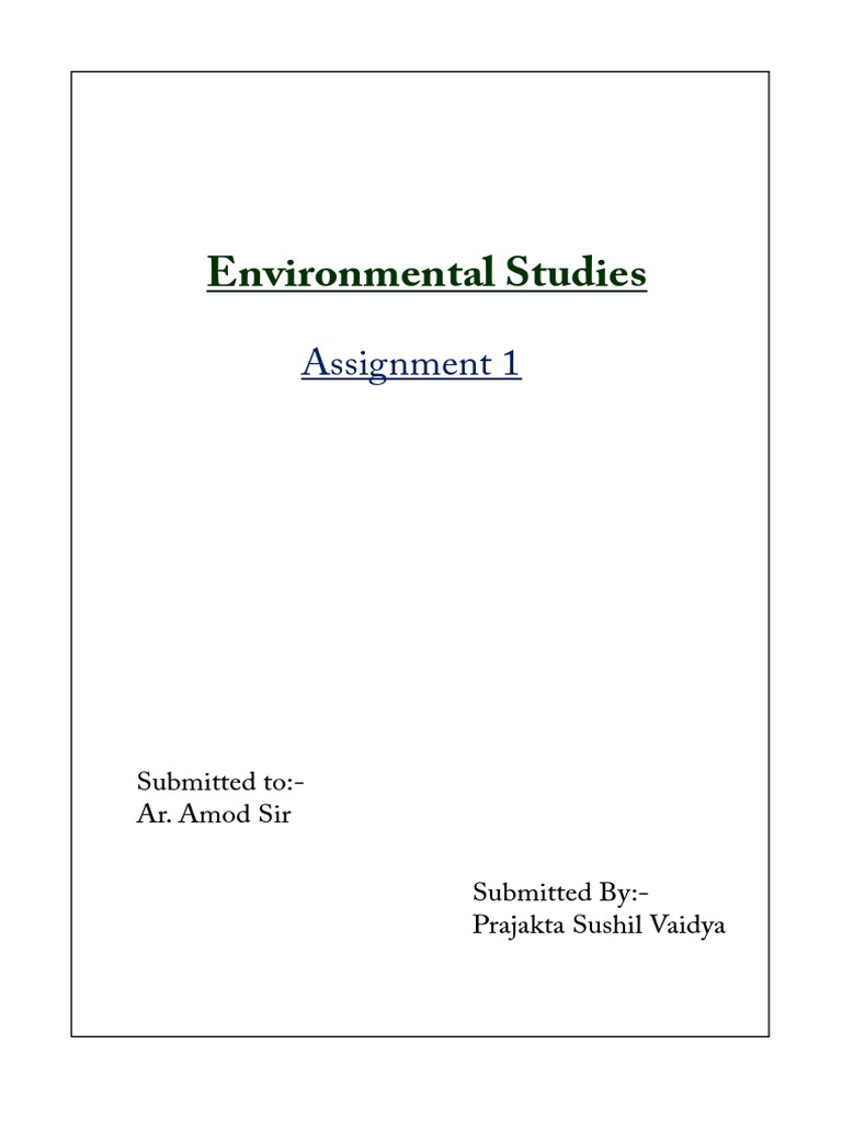 Environmental Studies Assignment Defines Key Sustainability Concepts ...