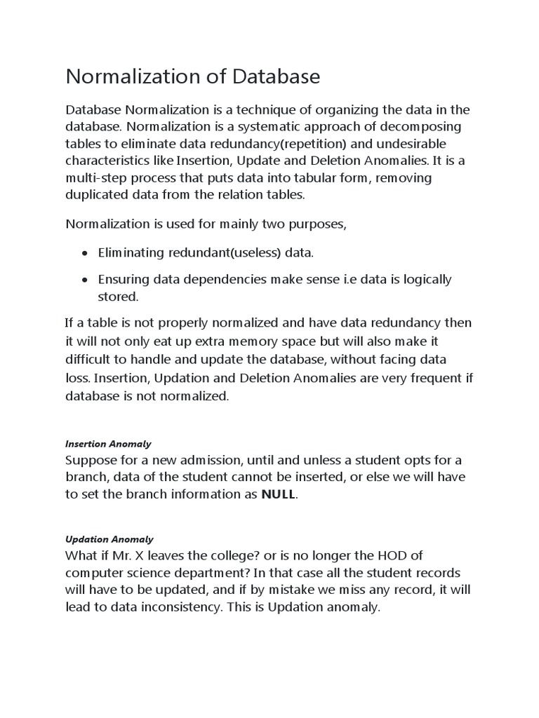 Normalization Of Database Pdf Information Technology Databases