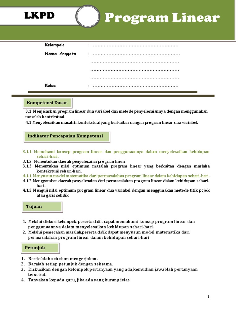 LKPD Program Linear | PDF