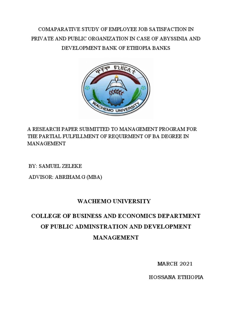 Wachemo University College of Business and Economics Department of ...